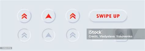 위로 스 와이프 화살표 최대 버튼 텍스트가 위로 스 와이프합니다 소셜 미디어 개념 Ui 아이콘이 설정됩니다 아이콘을 위로 스 와이프합니다 벡터 Neumorphic Ui Ux