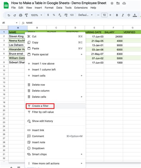 How To Make A Google Spreadsheet Table Step By Step Guide