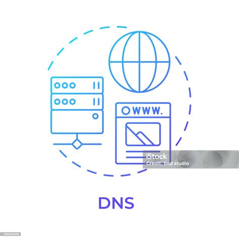 Dns Blue Gradient Concept Icon Stock Illustration Download Image Now Abstract Circle Clip