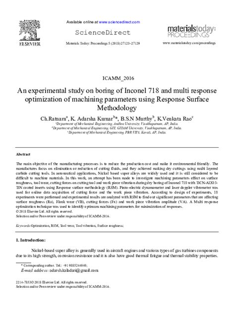 pdf optimizing dry boring of inconel 718 with rsm