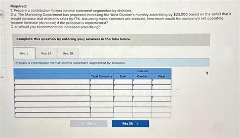 Solved Exercise 6 11 Segmented Income Statement Lo6 4