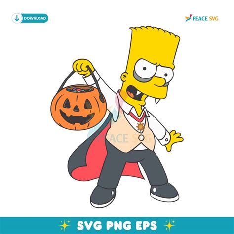 Bart Simpson Dracula Costume Trick Or Treat Pumpkin Halloween Svg
