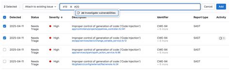 Index · Vulnerability Report · Application Security · User · Help · Gitlab