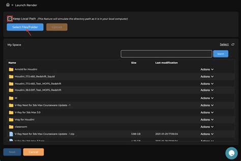 simulate local path upload houdini projects 3s cloud documentation