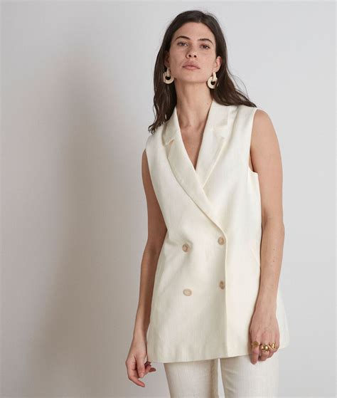 Veste De Tailleur Sans Manches Dava Femme Ecru Maison 123