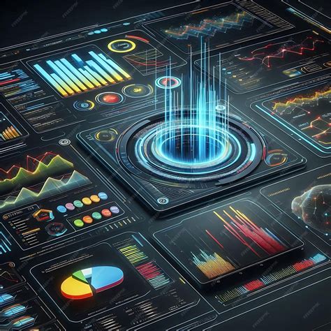 A Futuristic Digital Dashboard Displaying Various Data Visualizations