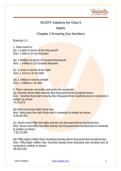 NCERT Solutions For Class Maths Chapter Knowing Our Numbers Ex Exercise