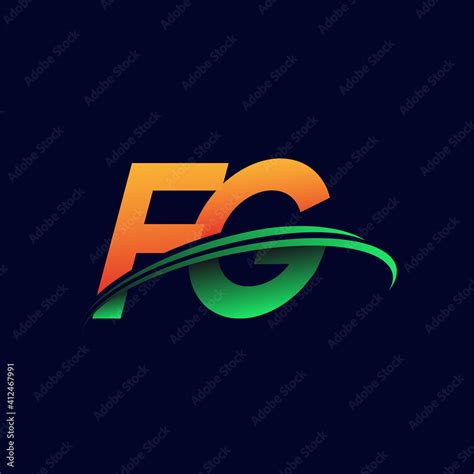 Initial Logo Fg Company Name Colored Orange And Green Swoosh Design