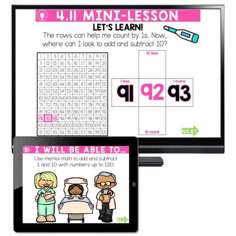 Lucky To Learn Math 1st Grade Lesson 411 Add And Subtract 1 And 10 Teaching Slides