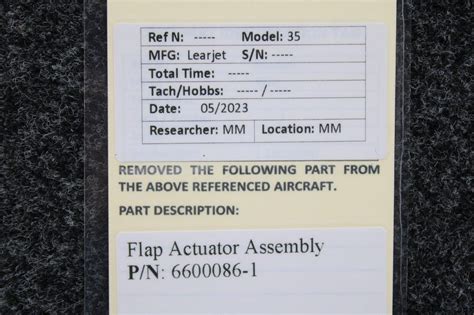 660086 1 Learjet 35 Flap Actuator Assembly Part