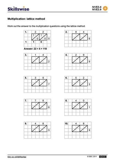Lattice Multiplication Guidefront
