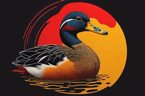 Beautiful Duck On A Solid Color Background Ai Generative Stock