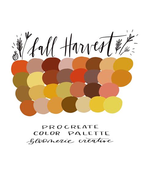 Autumn Procreate Color Palette Ipad Hex Code Fall Color Etsy Artofit