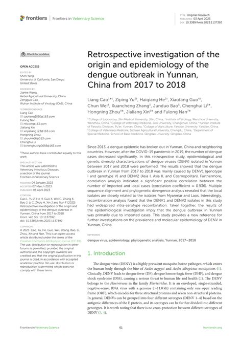 Pdf Retrospective Investigation Of The Origin And Epidemiology Of The Dengue Outbreak In
