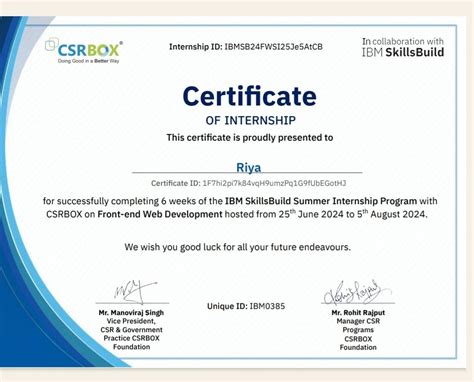 Riya Lohan On Linkedin Ibmskillsbuild Csrbox Webdevelopment Html