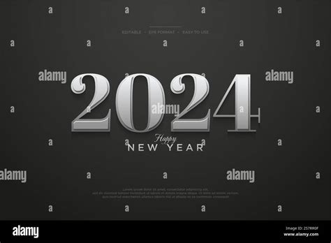 Classic 2024 Number Design Silver Metallic Color For Happy New Year 2024 Celebration Design