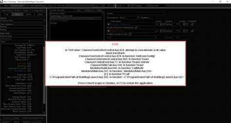 Error Popup Upon Opening Skill Tab Doesnt Crash Pob · Issue 1859 · Pathofbuildingcommunity