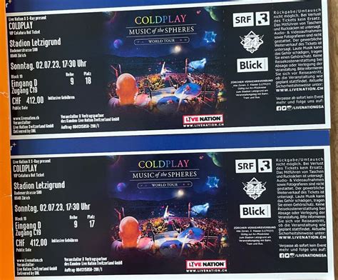 Coldplay Vip 2x Neu Gemäss Beschreibung In Schlieren Für Chf 1200 Mit Lieferung Auf
