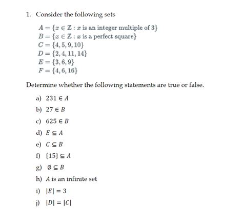 Solved Consider The Following SetsA XinZ X Is An Integer Chegg Com