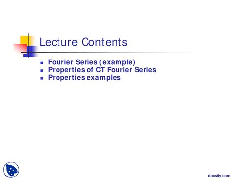 Fourier Series Part 5 Signals And Systems Lecture Handout Docsity