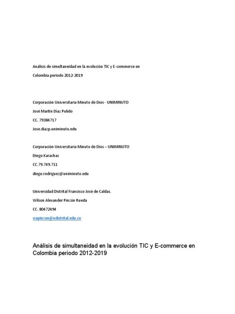 Análisis De Simultaneidad En La Evolución Tic Y E Pdf