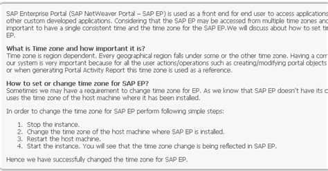 Sap Basis And Security Setting Timezone In Sap Ep
