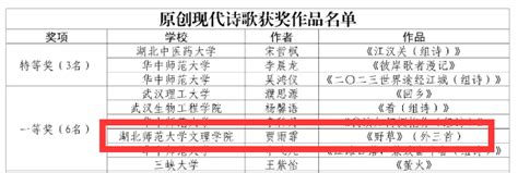 喜报：我校一学子荣获湖北省第三十九届 “一二·九”诗歌散文大赛一等奖