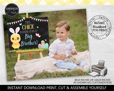 Printable Easter Pregnancy Announcement Big Brother Pregnancy Announcement Sign Chick Pregnancy