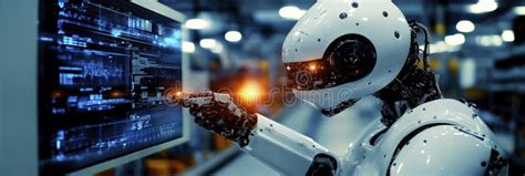 Futuristic Robot Interfaces With Complex Digital Displays Stock Illustration Illustration Of