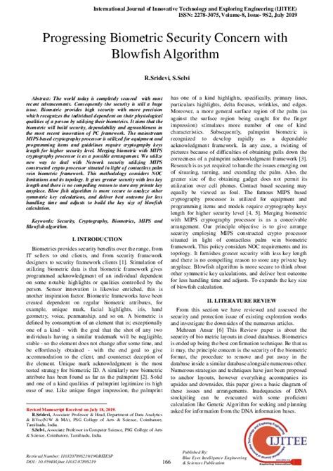 Pdf Progressing Biometric Security Concern With Blowfish Algorithm