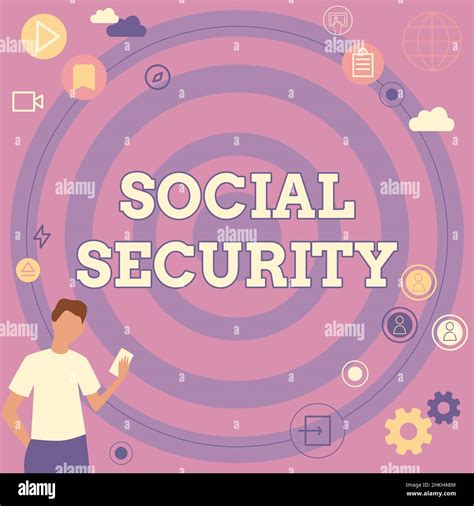 Writing Displaying Text Social Security Word Written On Assistance From State Showing With