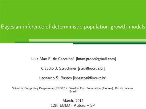 Bayesian Inference Of Deterministic Population Growth Models Brazilian Meeting On Bayesian