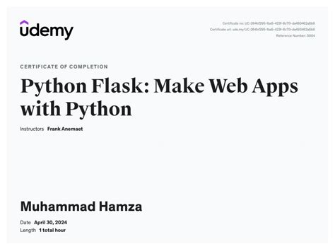 Muhammad Hamza On Linkedin Python Flask Webdevelopment Udemycertified Alwayslearning
