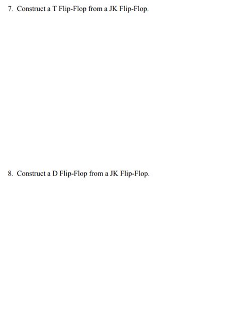 solved draw and construct a t flip flop from a jk