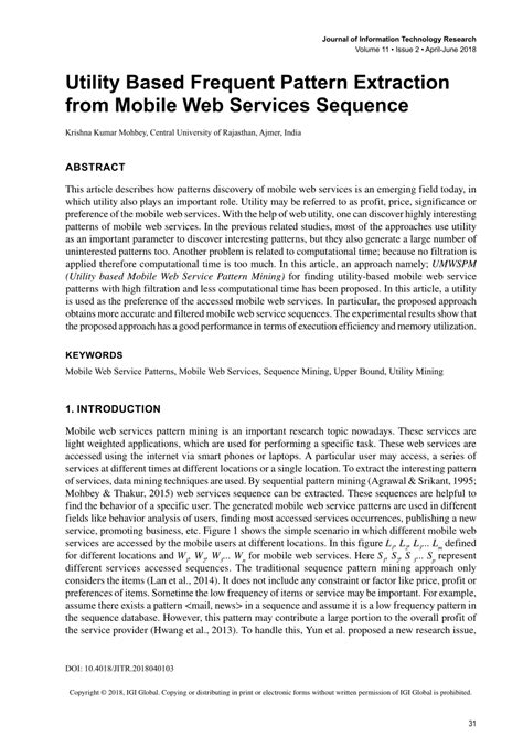 Pdf Utility Based Frequent Pattern Extraction From Mobile Web