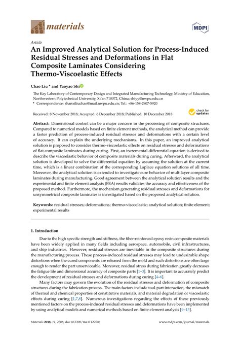 Pdf An Improved Analytical Solution For Process Induced Residual Stresses And Deformations In