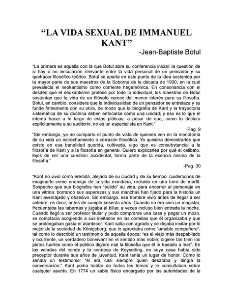 La Vida Sexual De Immanuel Kant La Vida Sexual De Immanuel Kant