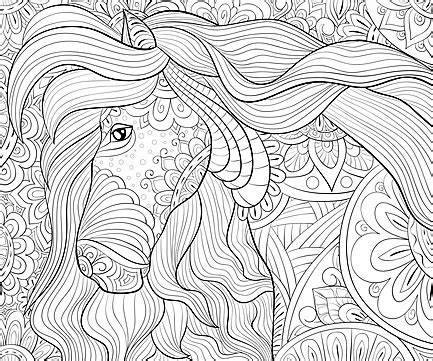 素晴らしい背景アートワークを備えた大人向けのかわいい馬のぬりえページ ベクターイラスト画像とPNGフリー素材透過の無料ダウンロード Pngtree
