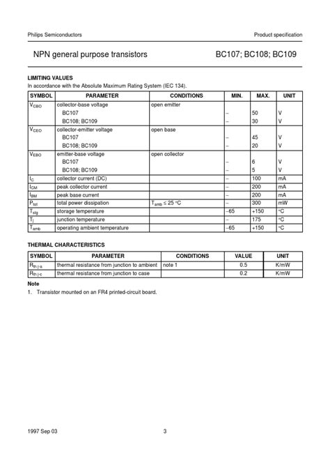 Bc108 Datasheet Pdf Npn General Purpose Transistors Download