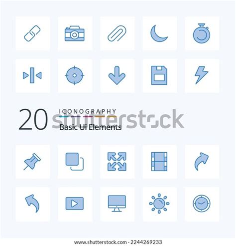 20 Basic Ui Elements Blue Color Stock Vector Royalty Free 2244269233
