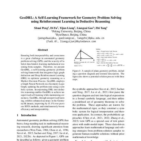 Geodrl A Self Learning Framework For Geometry Problem Solving Using Reinforcement Learning In