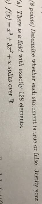 solved 8 points determine whether each statement is true
