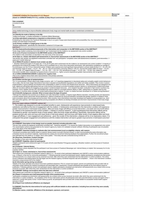 Pdf Using Chatbot Technology To Improve Brazilian Adolescents Body Image And Mental Health At