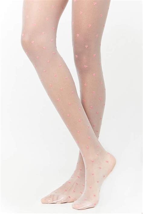 Forever 21 Sheer Heart Tights Heart Tights Fashion Tights White