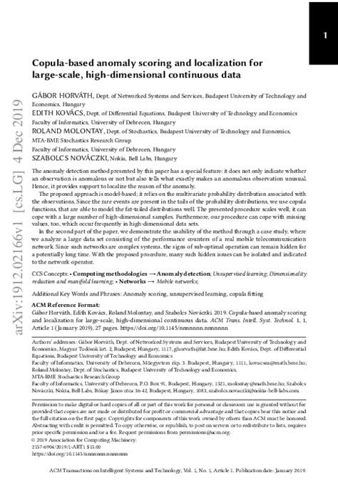 Pdf Copula Based Anomaly Scoring And Localization For Large Scale
