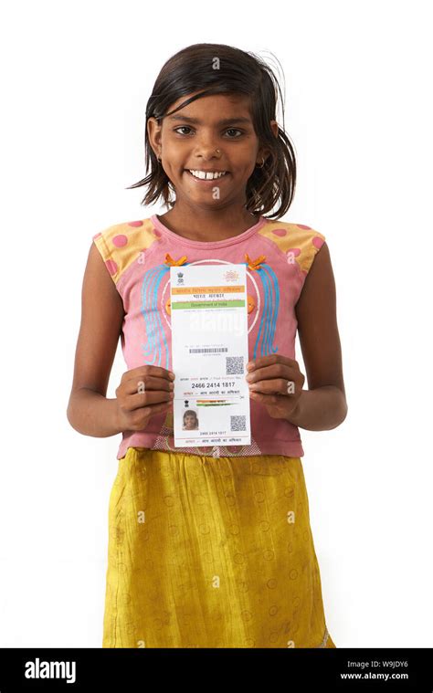 Girl Showing An Aadhar Card Stock Photo Alamy