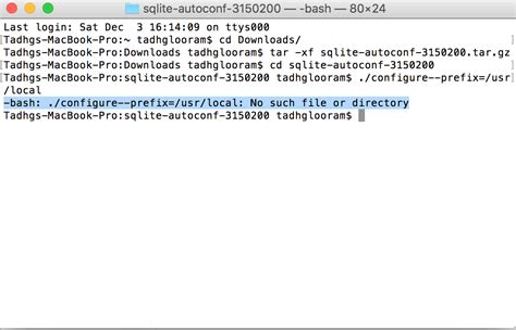 Download No Such File Or Directory Error While Downloading Sqlite On Mac How Do I Fix This