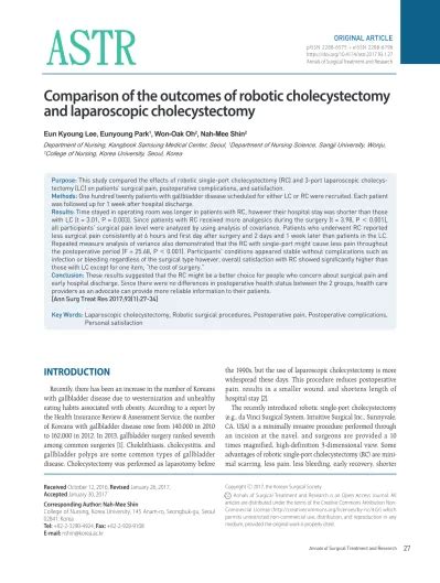Comparison Of The Outcomes Of Robotic Cholecystectomy And Laparoscopic Cholecystectomy