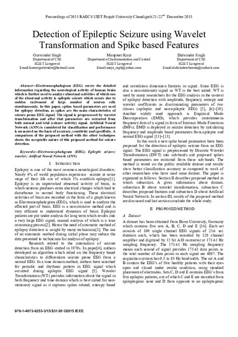 Pdf Detection Of Epileptic Seizure Using Wavelet Transformation And Spike Based Features