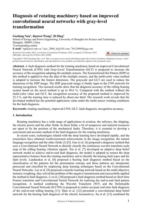 Pdf Diagnosis Of Rotating Machinery Based On Improved Convolutional Neural Networks With Gray